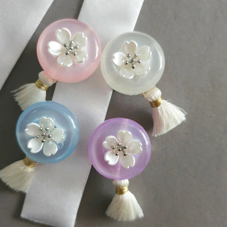 Bloom Button Hanbok Brooch | Pastel Floral Korean Accessory