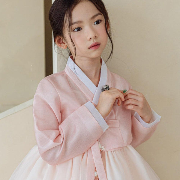 Youl Flared Light Pink Girl Hanbok | Elegant Dol Hanbok