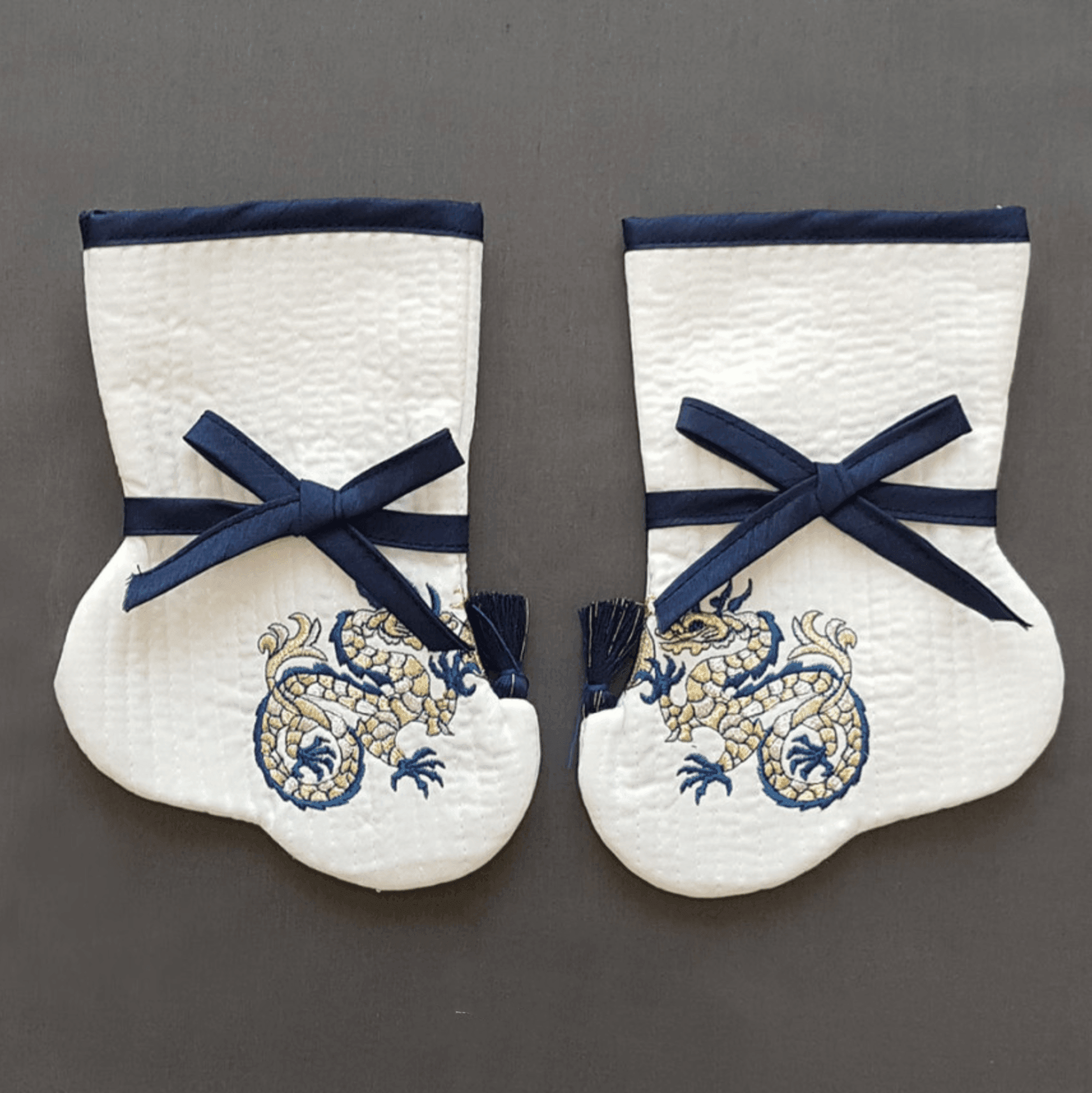Dragon Quilted Hanbok Socks - Traditional Korean Socks for Kids