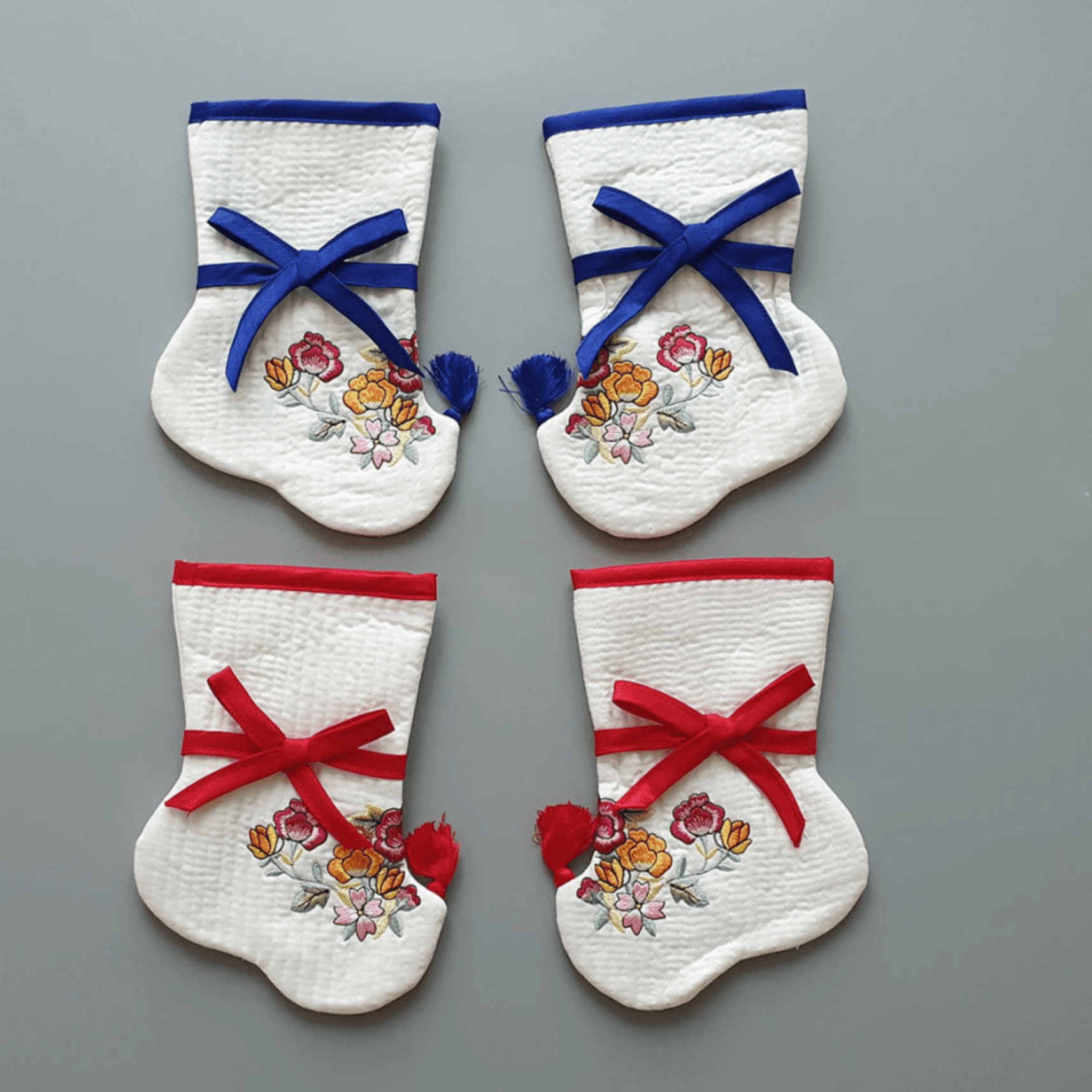 Floral Quilted Hanbok Socks - Korean Baby Hanbok Socks