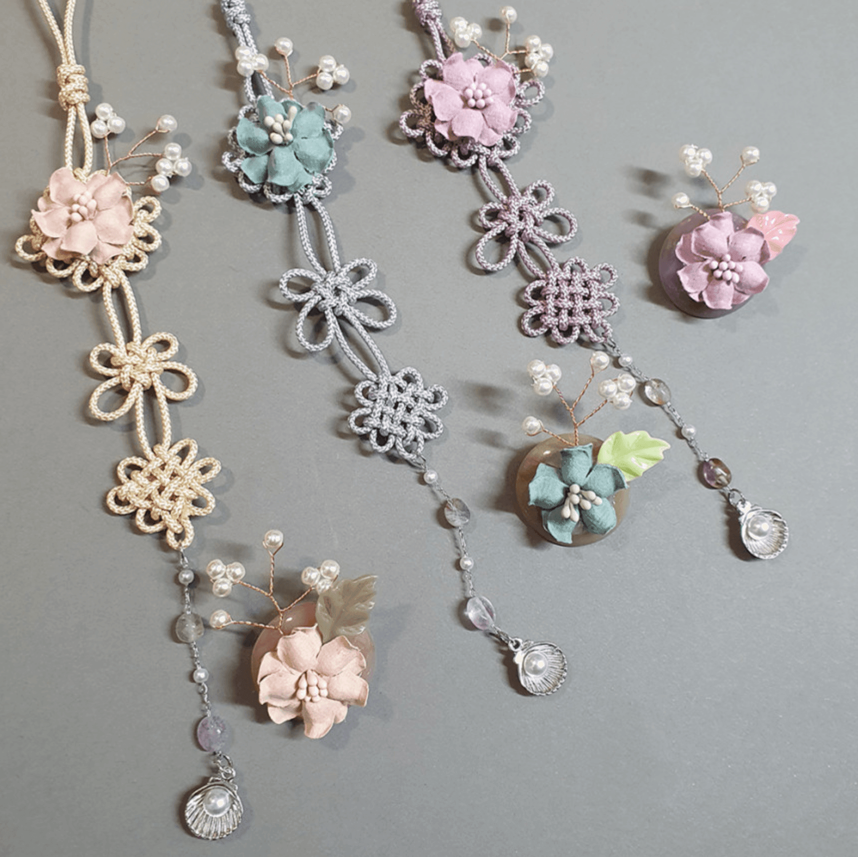 Flower Shell Norigae for Baby Hanbok | Kids Hanbok Accessory