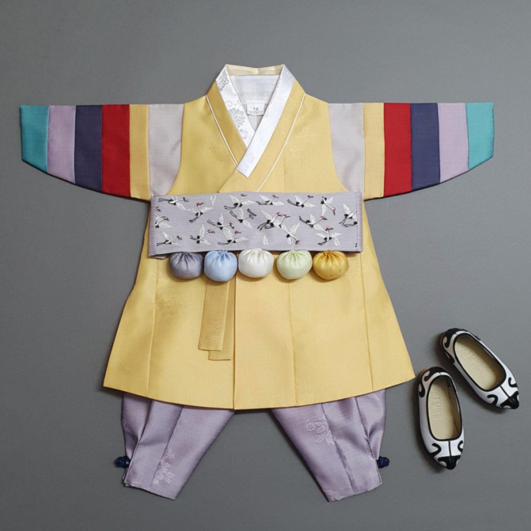Hyedam Yellow Stripe Boy Hanbok (100D-10YR)
