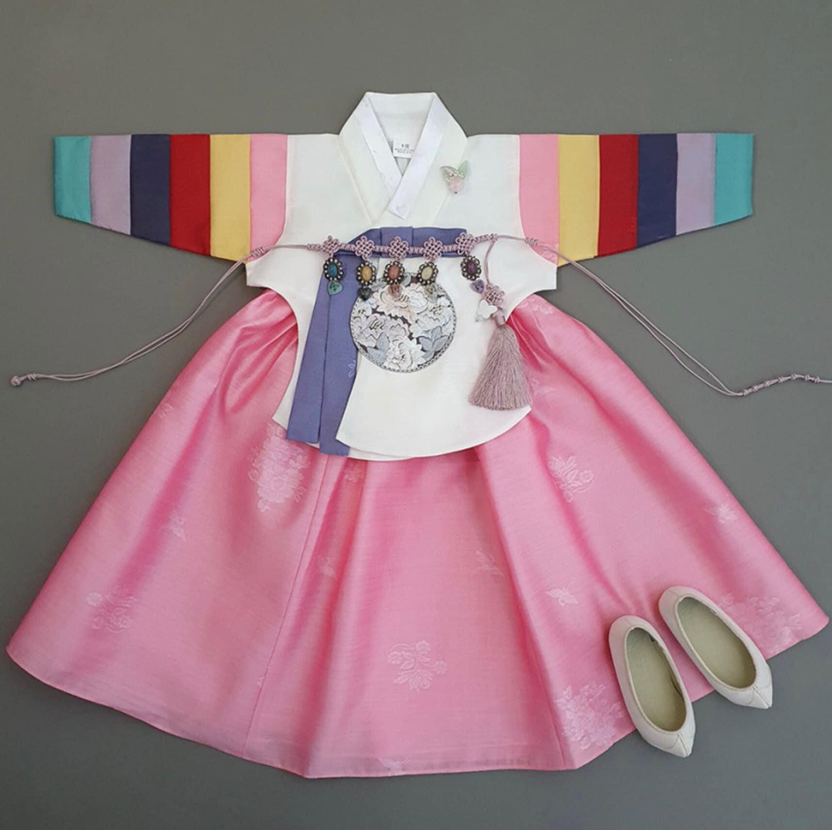 Jeongdam Ivory Dangui Light Pink Girl Hanbok (100D-15YR)